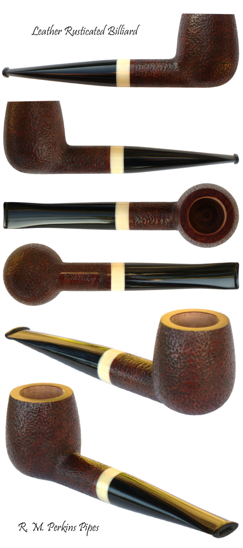 R. M. Perkins Smoking Pipes - Rusticated Billiard