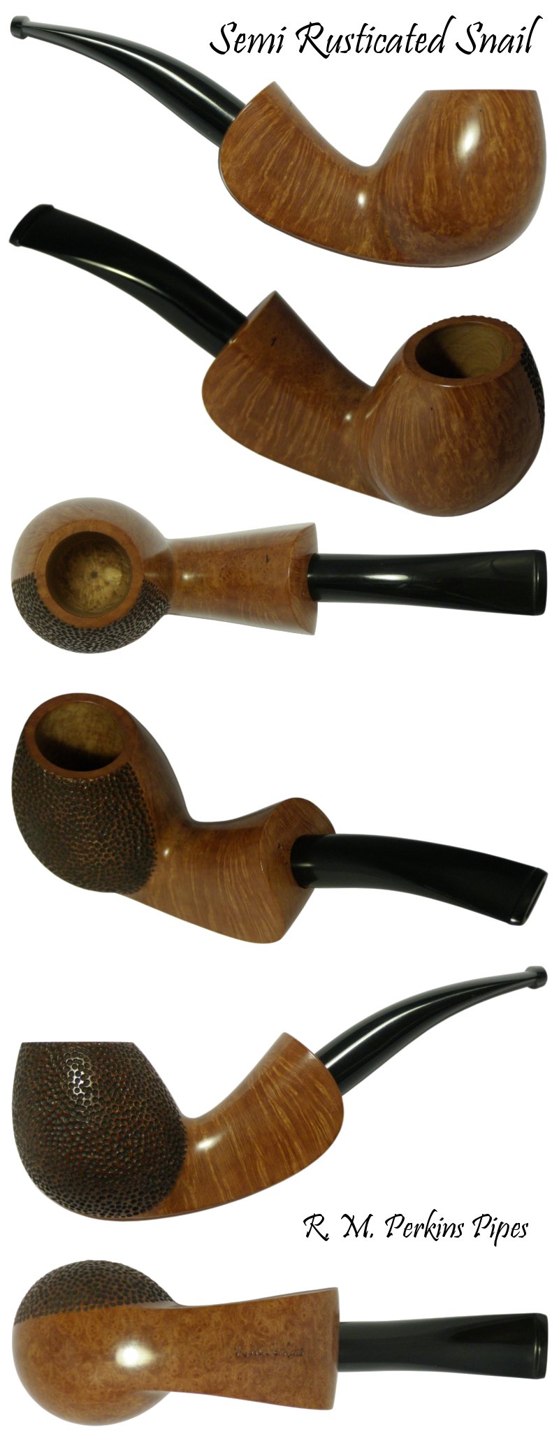 R. M. Perkins Smoking Pipes - Semi-Rusticated Snail Smoking Pipe